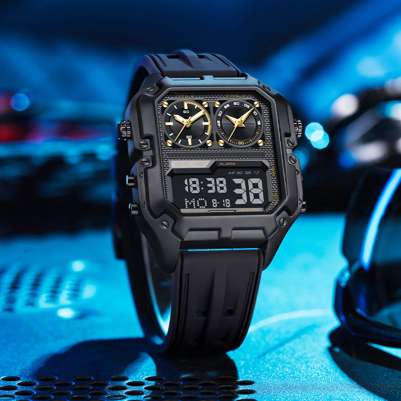 LILUOKE Mens Watches Stylish Dual Time Zone Multi-Function Watch - A P ...